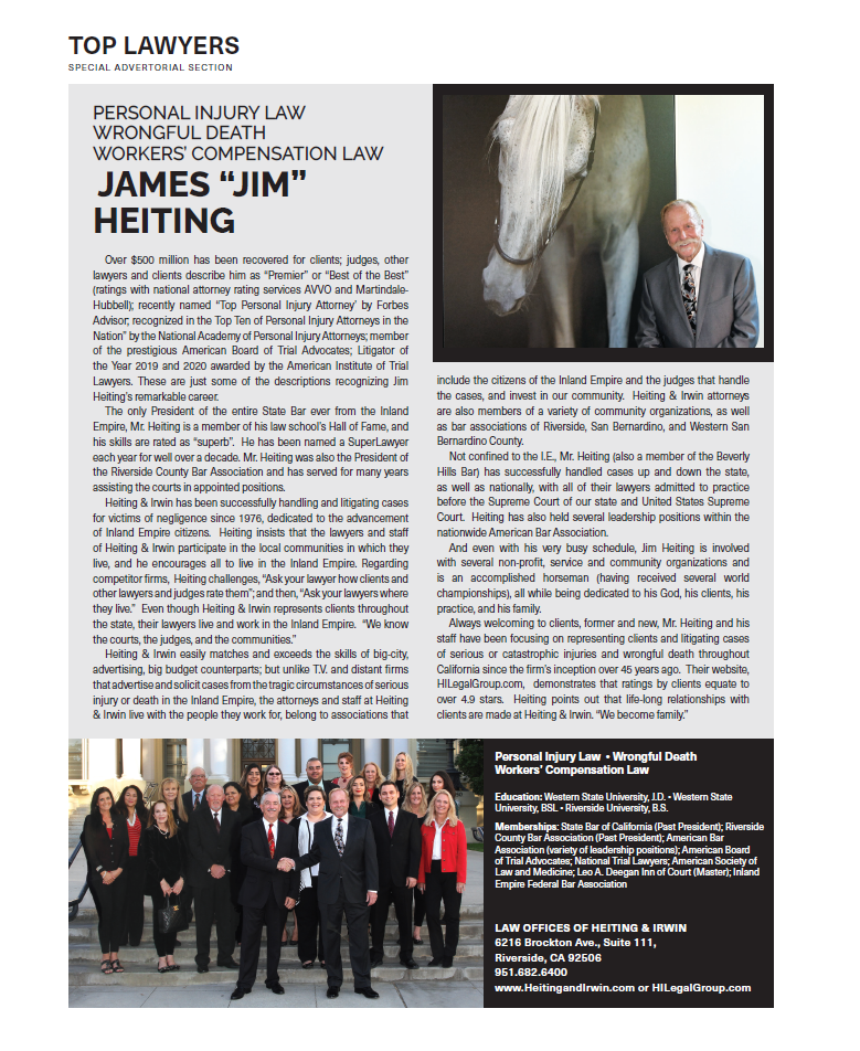 Inland Empire Magazine Recognizes Attorney James "Jim" Heiting ...